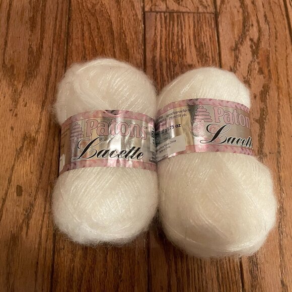 Patons | Office | 2 Skeins Patons Lacette Mohair Blend Yarn Color White ...
